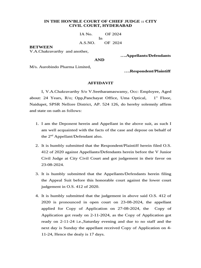 Appeal Suit - Condonation of Delay | PDF | Lawsuit | Political Law