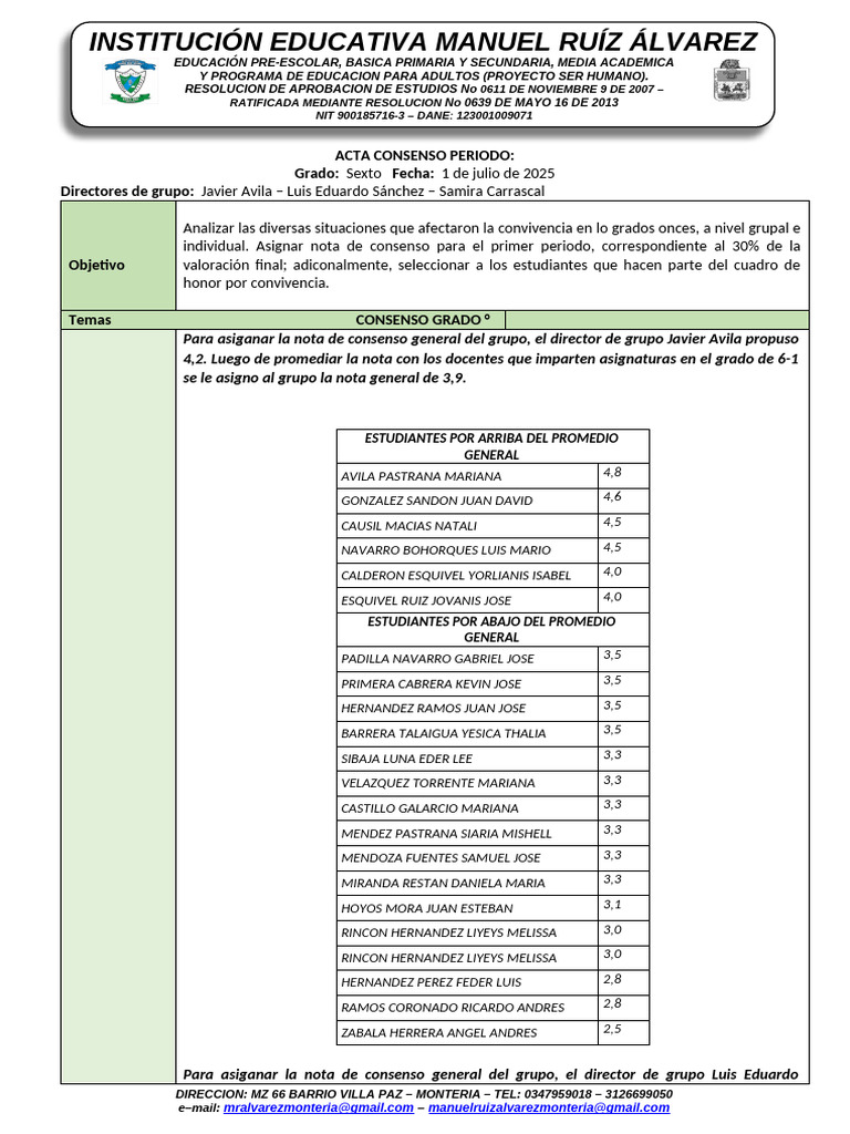 Acta de Consenso | PDF