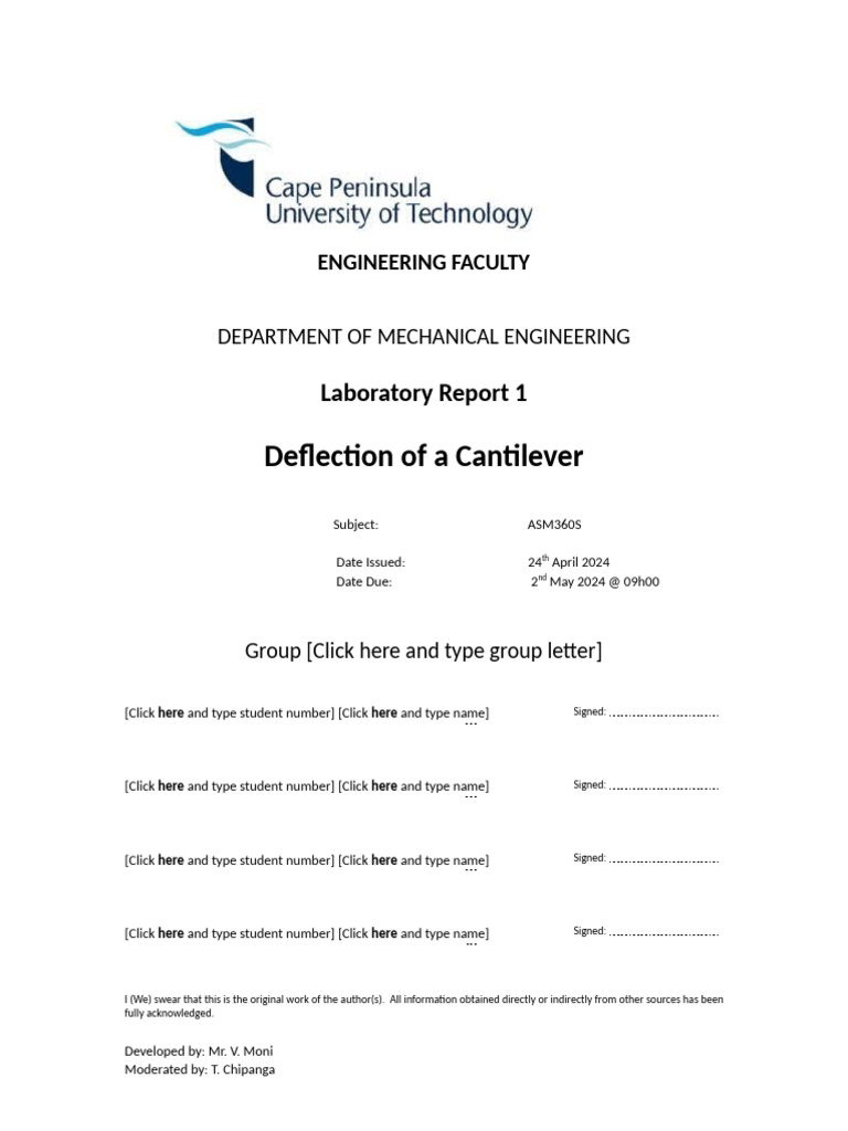 Deflection of A Cantilever Simi | PDF | Beam (Structure) | Experiment