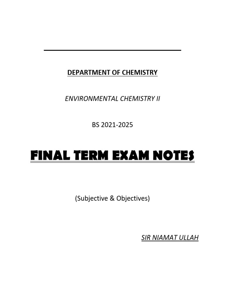 Environmental Chemistry Exam Notes | PDF | Soil | Water Pollution