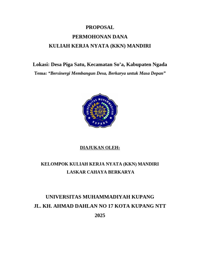 Draf Proposal KKN Mandiri | PDF