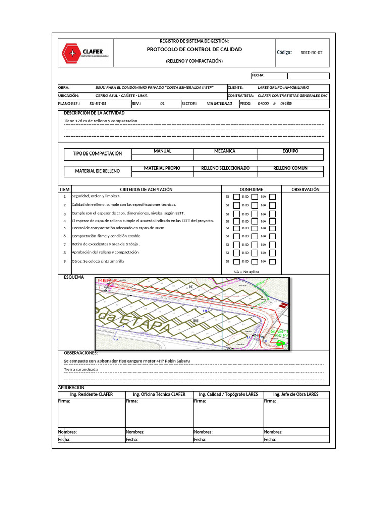 PROTOCOLO-relleno y Compactacion | PDF