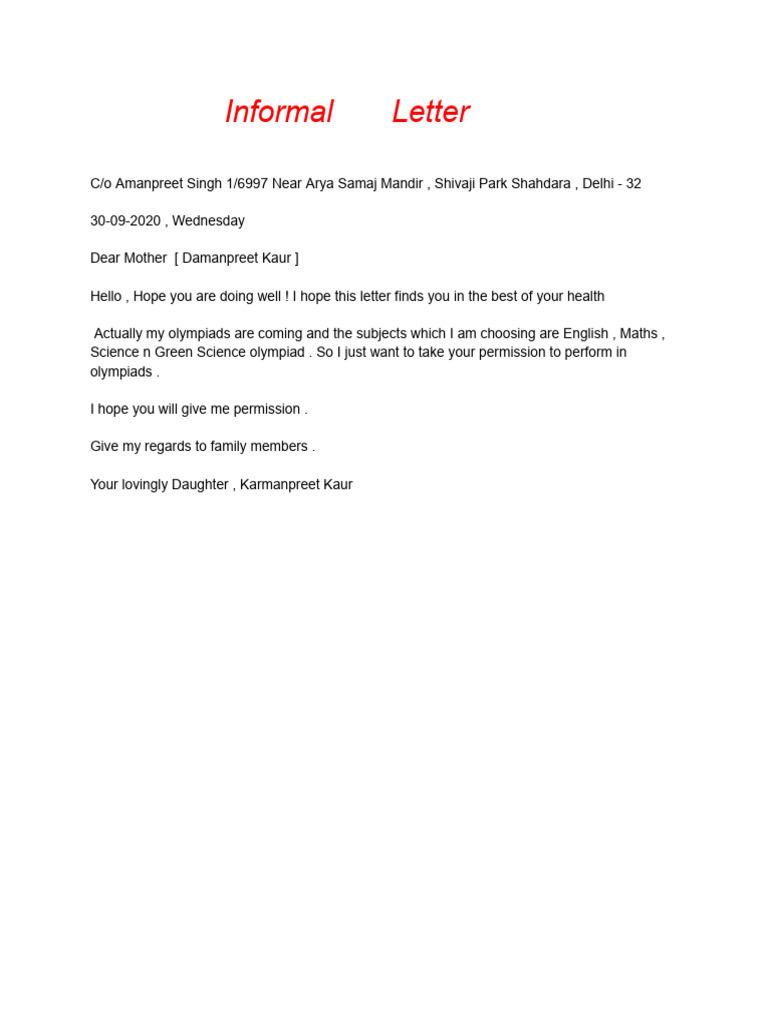 Informal Letter | PDF