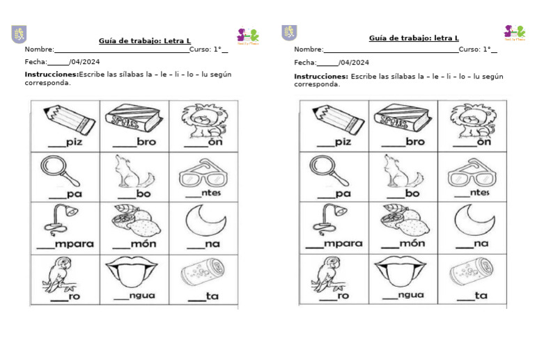 Guía de Trabajo Letra L | PDF
