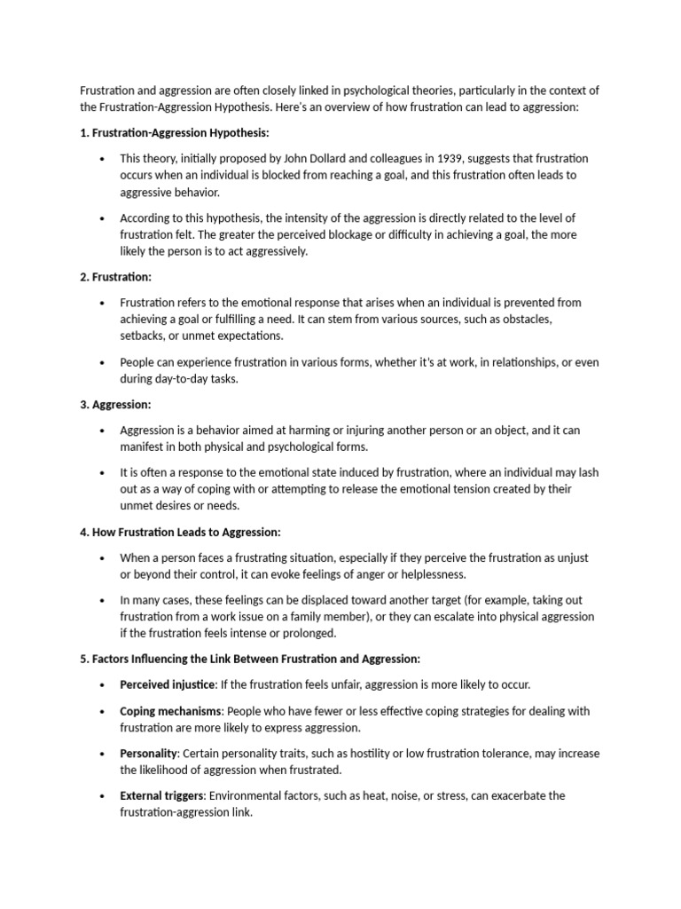 Lecture 6 Frustration and Aggression | PDF | Aggression | Cognition