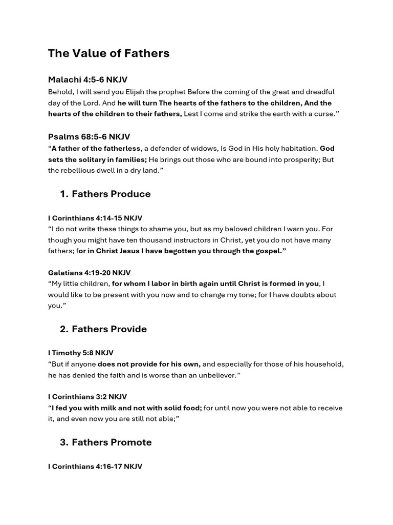The Value of Fathers | PDF | Bible Content | Old Testament Books