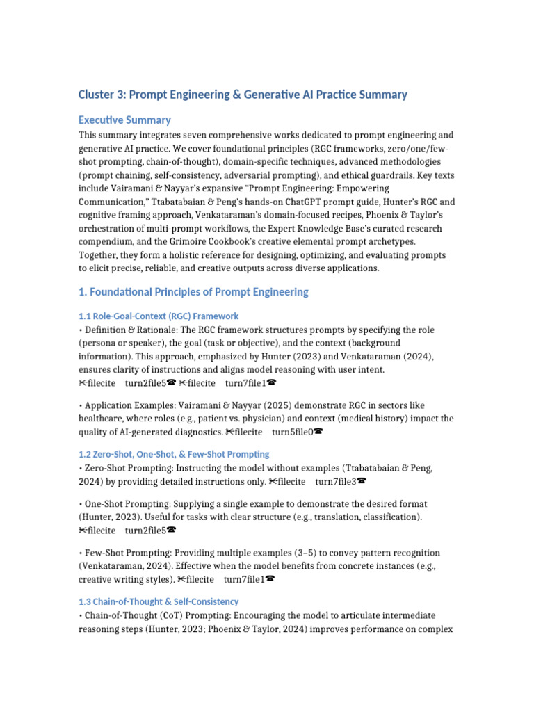 Cluster3 Prompt Engineering Generative AI Practice Summary | PDF | Artificial Intelligence ...