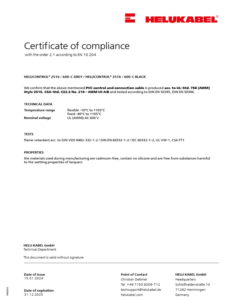 Helukabel Wb m83350 en Gb | PDF