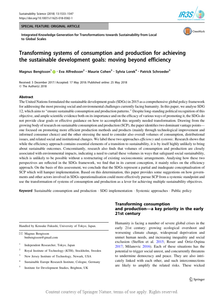 Transforming Systems of Consumption and Production | PDF ...