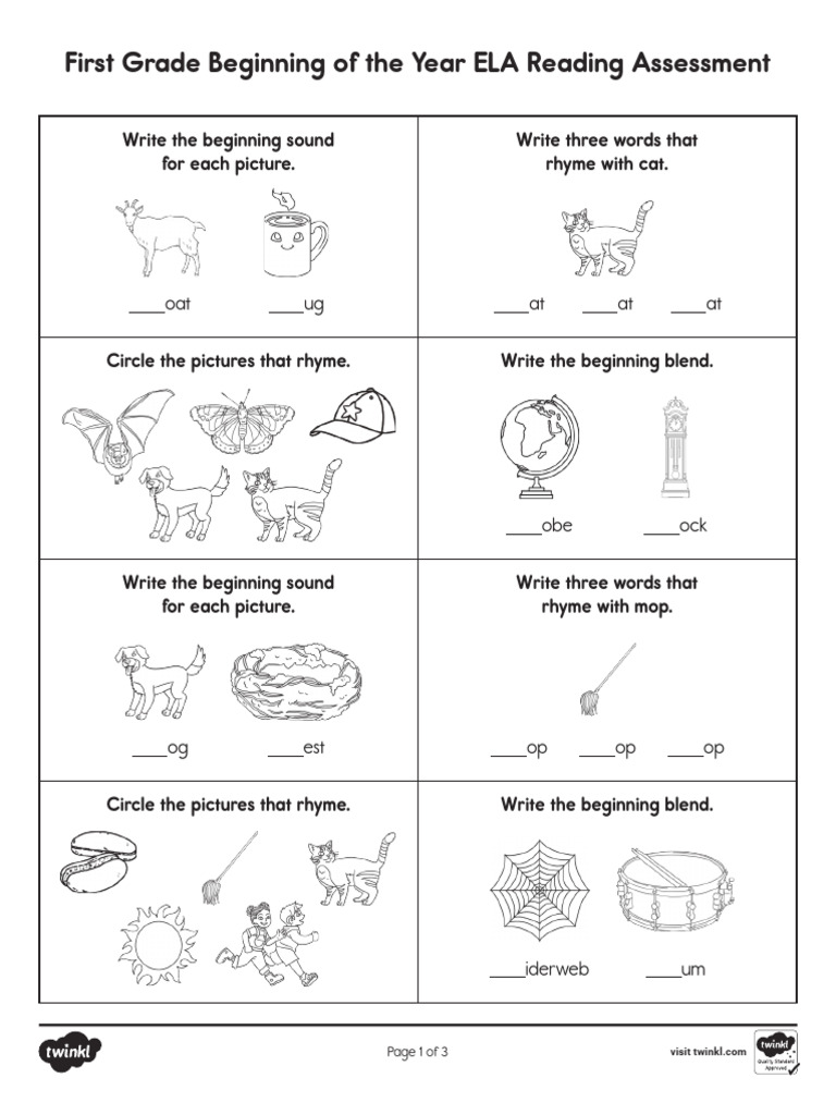 Beginning of The Year ELA Reading Assessment | PDF | Linguistics | Phonetics