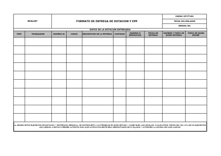 Sst-ft-01 Formato Epp) | PDF