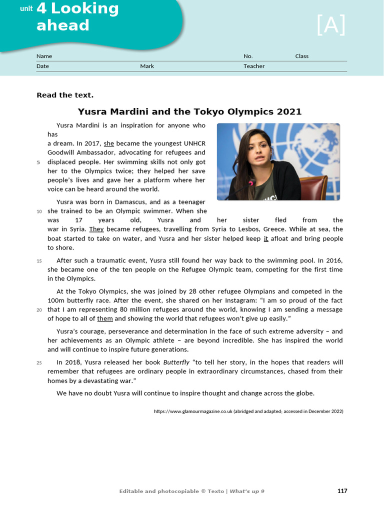 Unit 4 Reading - Looking Ahead (A) Pages 117-118 | PDF