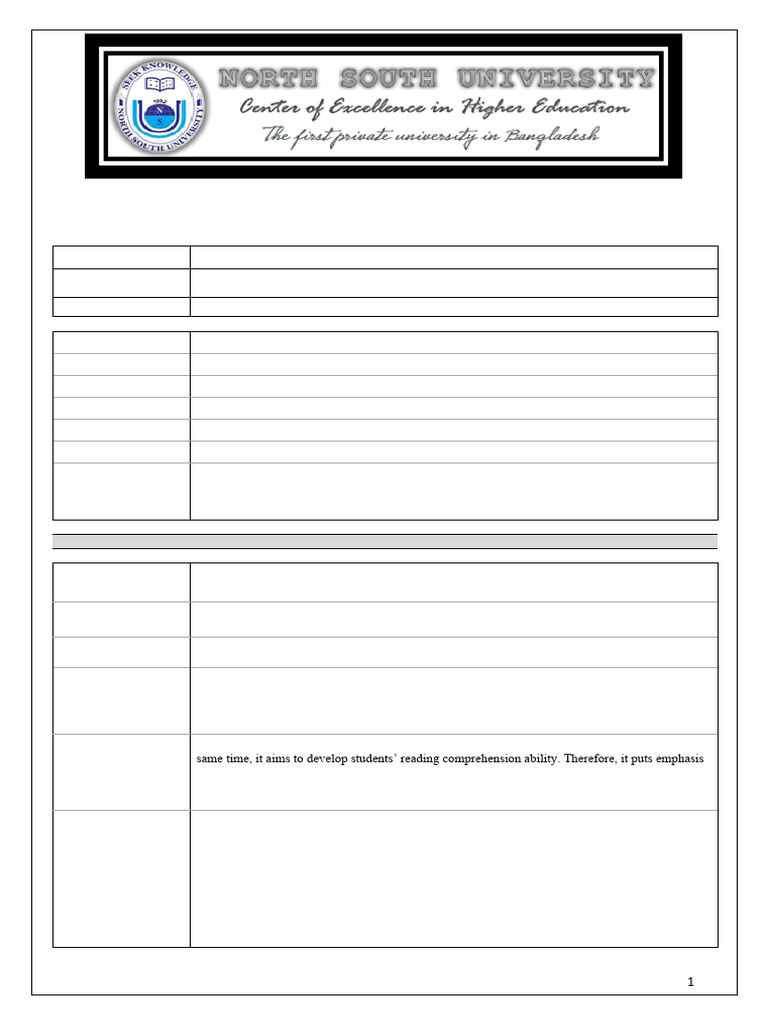 ENG103 Course Outline For Fall 2019 | PDF | Essays | Reading Comprehension