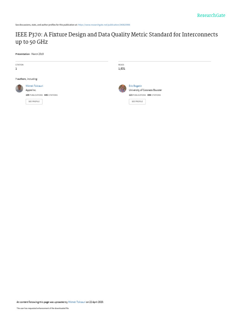 7 IEEE P370 A Fixture Design and Data Quality Metric Standard For Interconnects Up To 50GHz ...