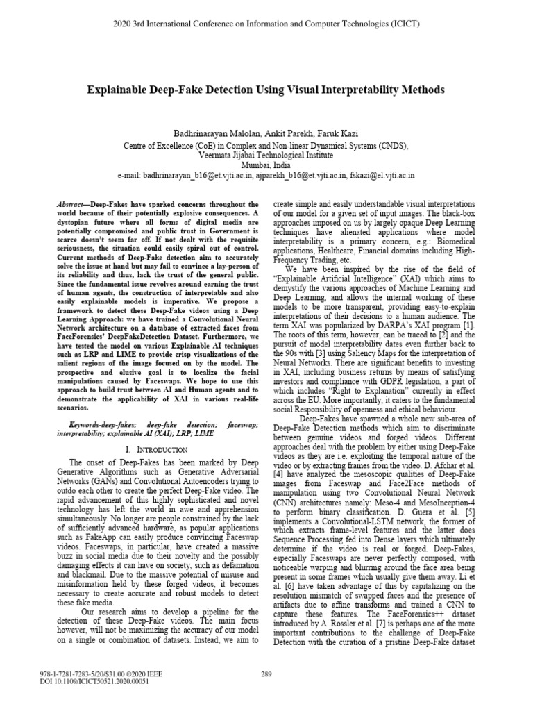 Explainable Deep-Fake Detection Using Visual Interpretability Methods | PDF | Deep Learning ...