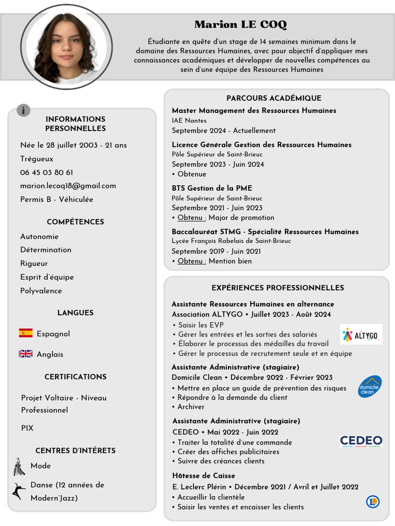 CV MLC Stage RH 1735066339 | PDF | Gestion des ressources humaines