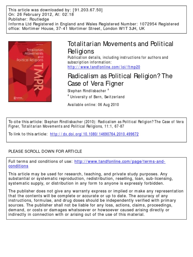Totalitarian Movements and Political Religions | PDF | Socialism | Max ...