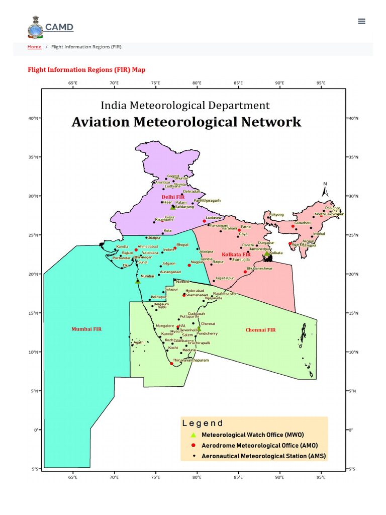 CAMD - Flight Information Regions (FIR) Map | PDF