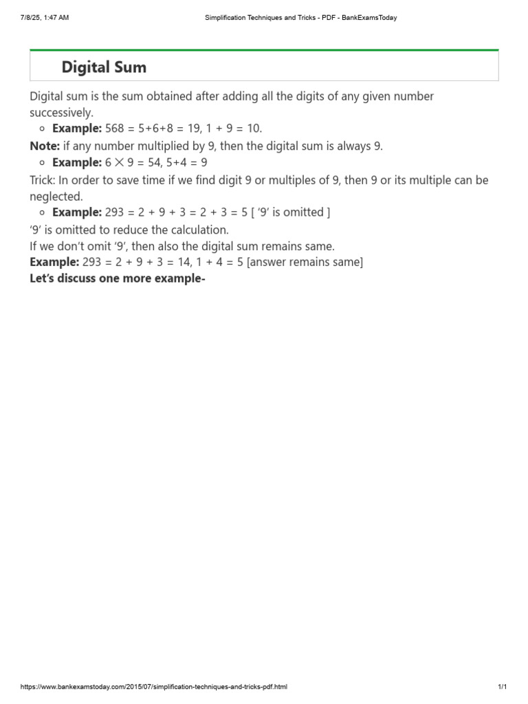 Digital Sum | PDF