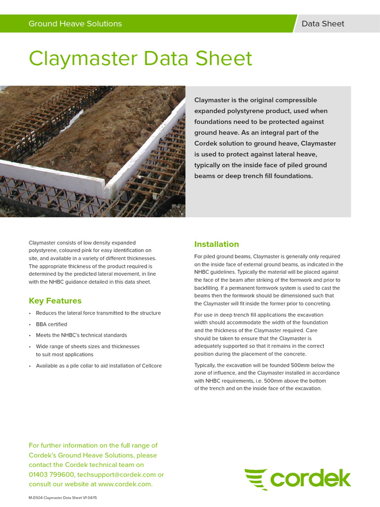 M-DS04 Claymaster Data Sheet v1 Cordek | PDF | Deep Foundation | Beam ...