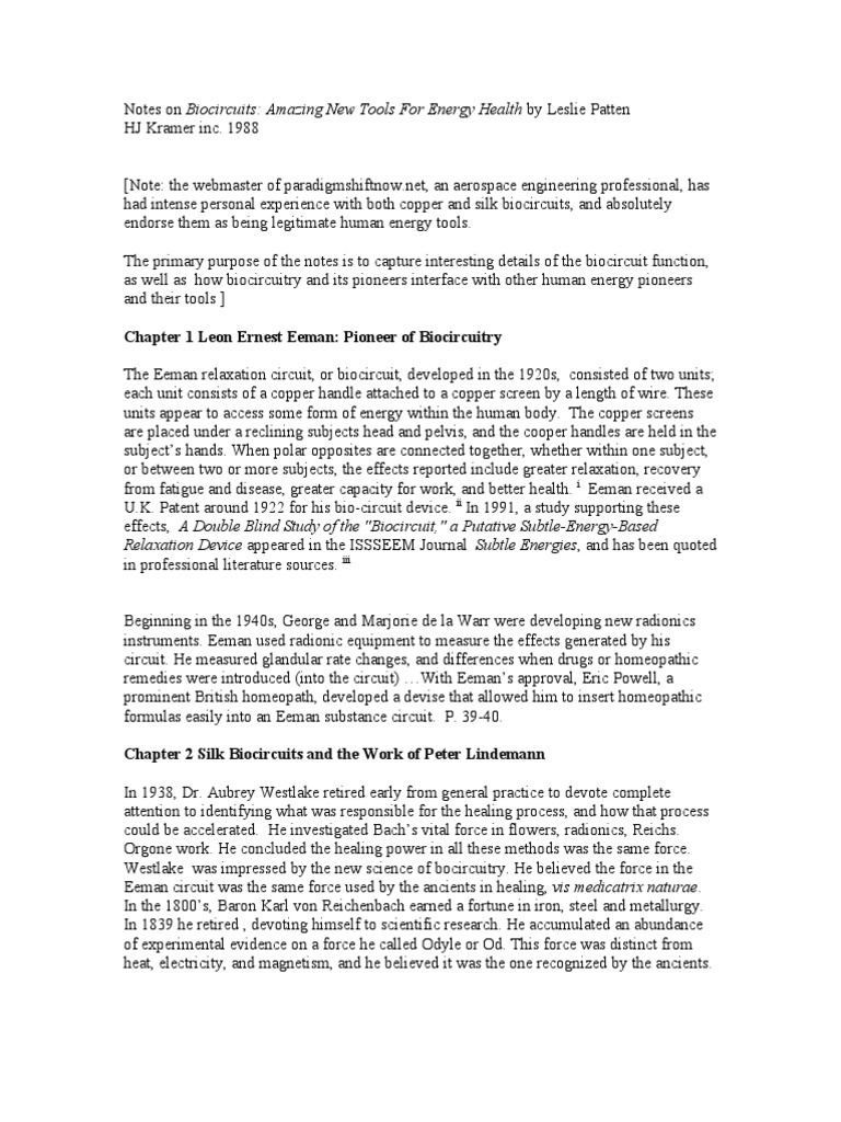 Chapter 1 Leon Ernest Eeman: Pioneer of Biocircuitry | PDF | Telepathy ...