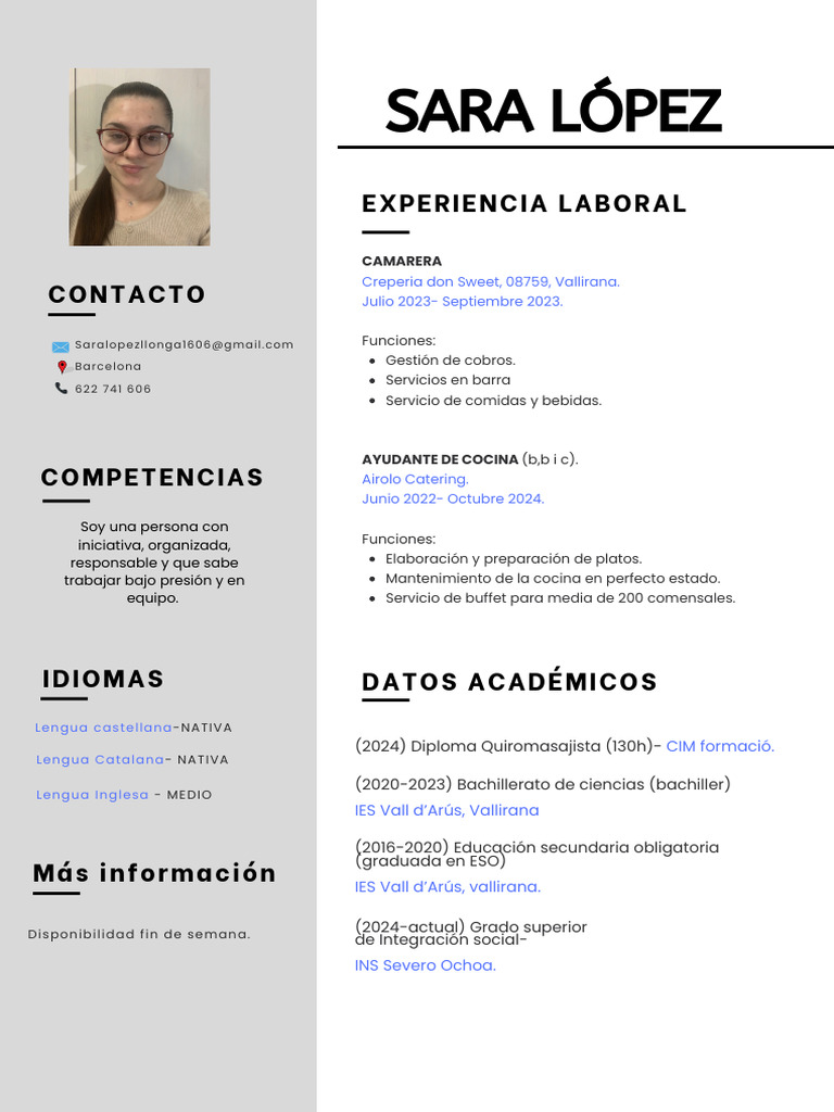 Currículum Vitae CV Minimalista Sencillo Clásico Gris 2 | PDF