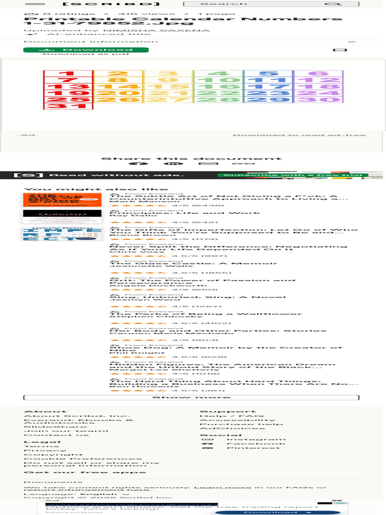Printable Calendar Numbers 1-31-79852.Jpg PDF | PDF