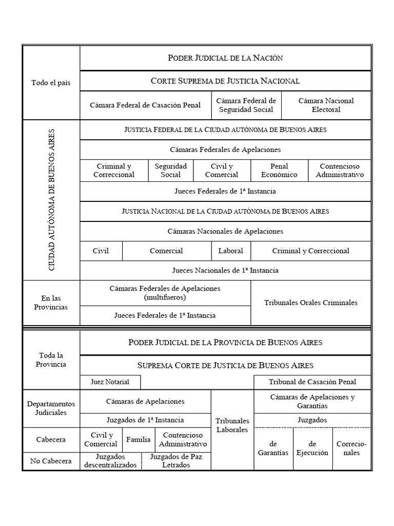 Estructura del Poder Judicial Argentino | PDF | Judicaturas | Gobierno ...