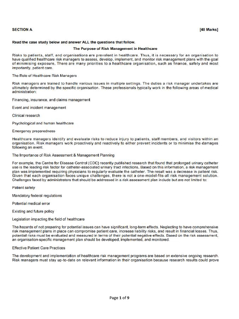 Risk Management Framework and Measuring PAST PAPER | PDF