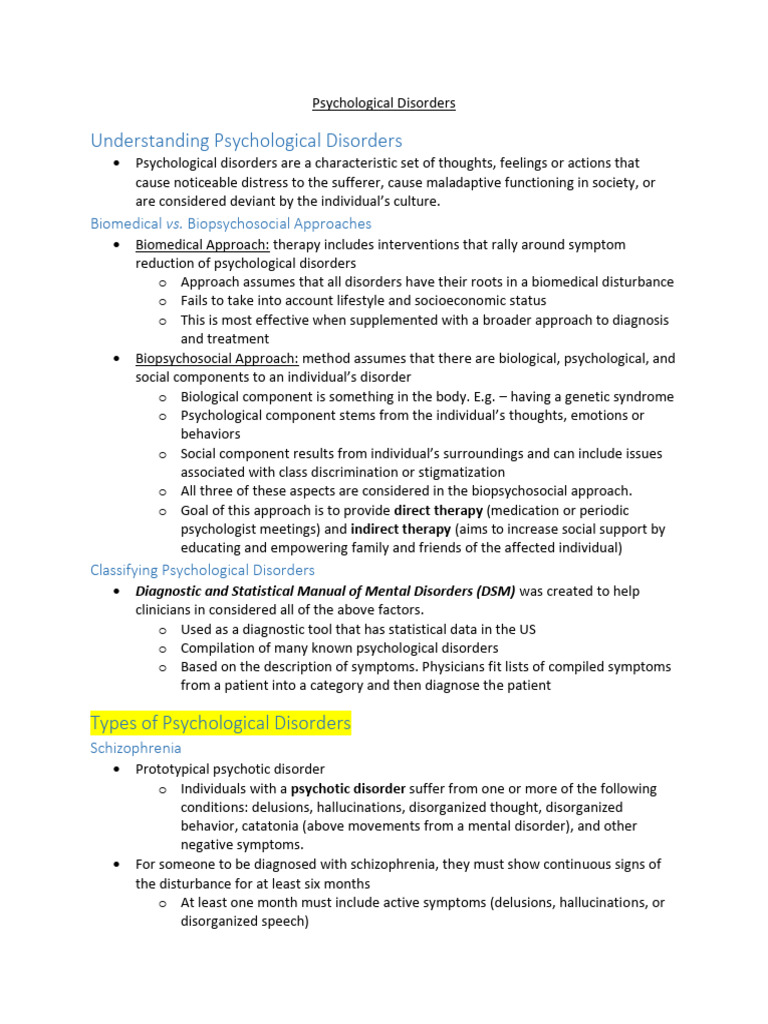 Psychological Disorders | PDF | Mental Disorder | Personality Disorder