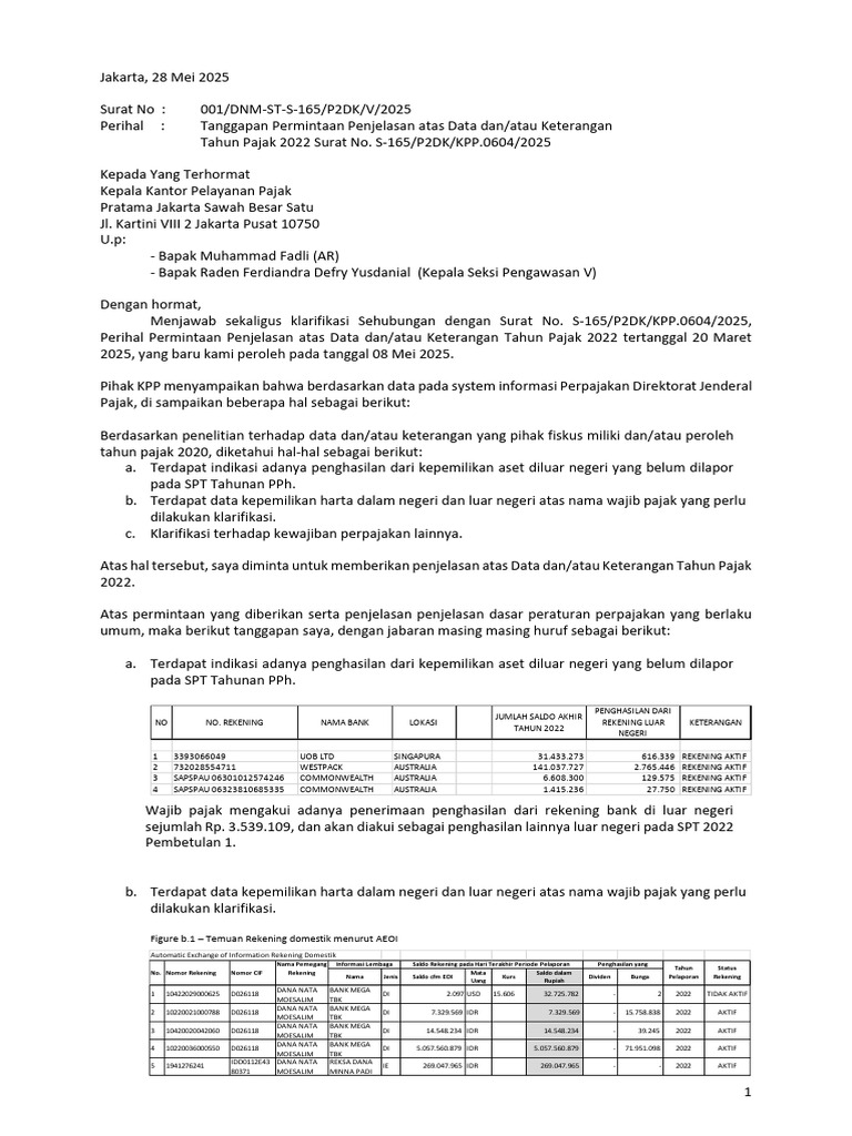 Dana Nata Moesalim S-165-p2dk - SPT 2022 - Tanggapan | PDF