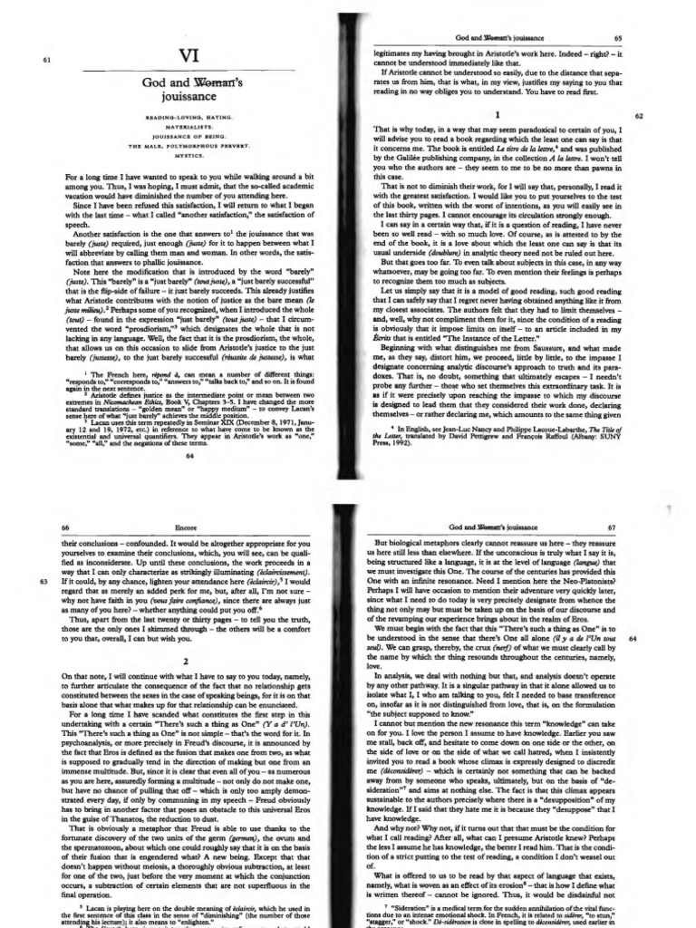 Lacan From Encore | PDF | Materialism | Jacques Lacan