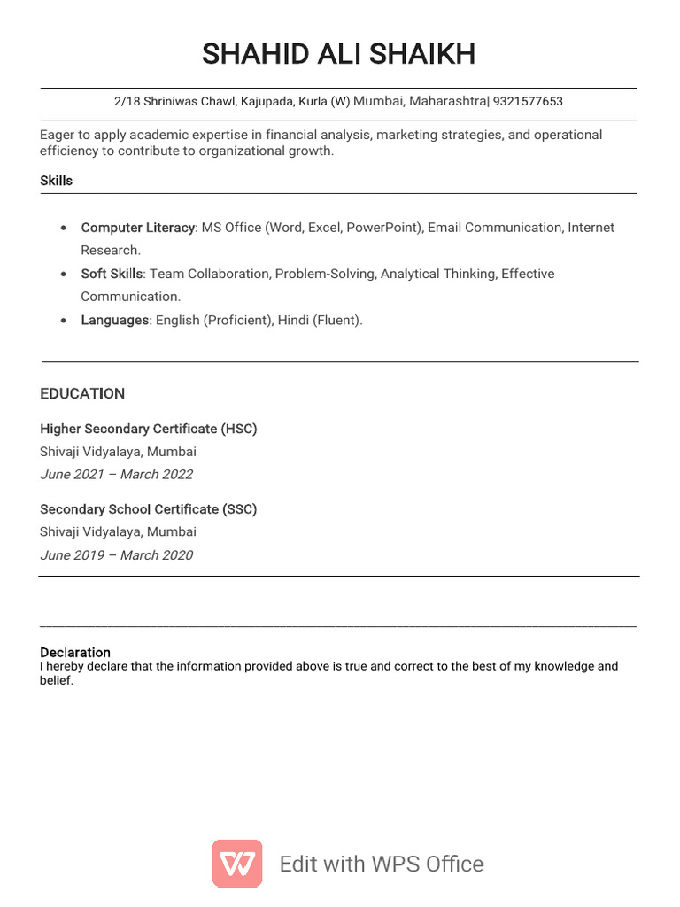 Shahid Ali Shaikh: Profile Overview | PDF