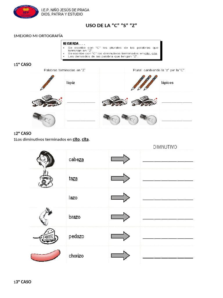 Uso de La "C" "S" "Z": 1mejoro Mi Ortografía | PDF