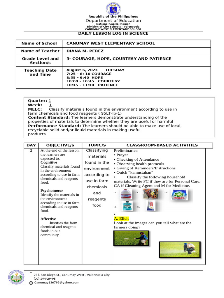 Daily Science Lesson Log for Grade 5 | PDF | Agriculture | Foods