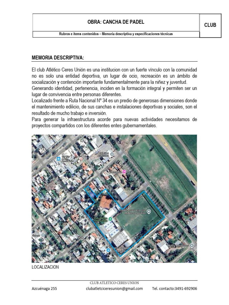Construcción de Cancha de Pádel en Ceres | PDF | Albañilería | Hormigón