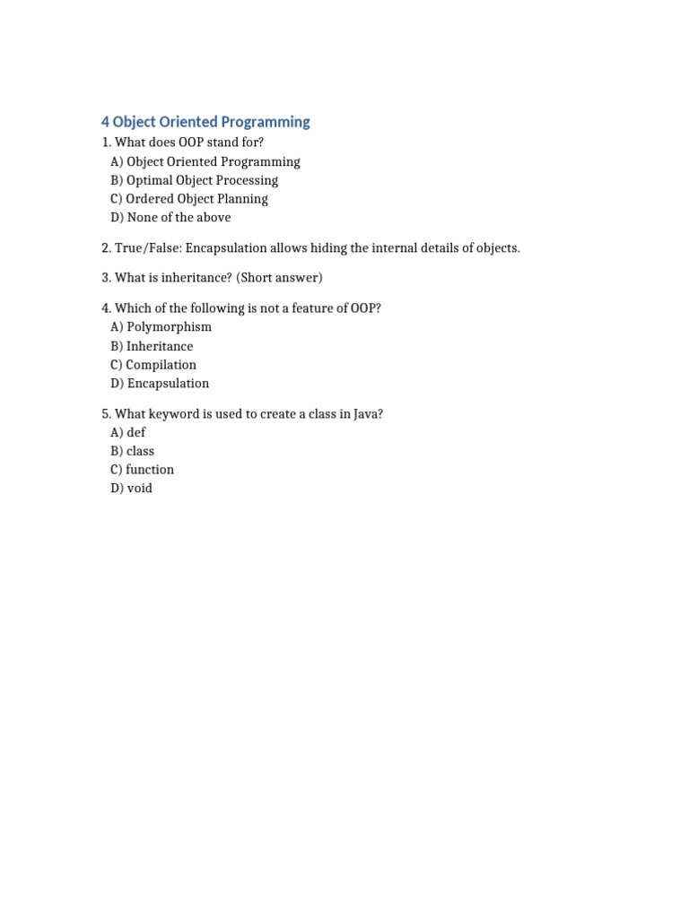 4 Object Oriented Programming | PDF