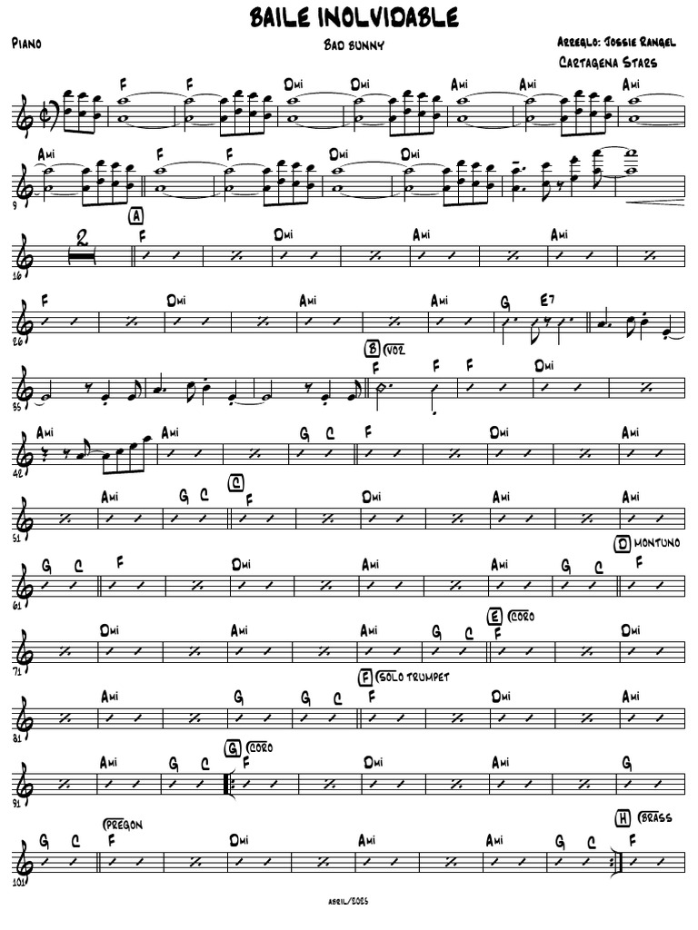 Baile Inolvidable - Piano | PDF