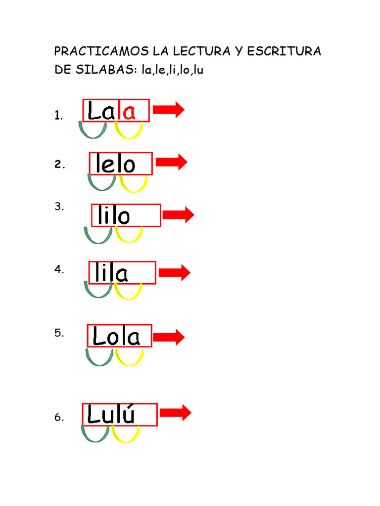 Practicamos La Lectura y Escritura de Silabas | PDF