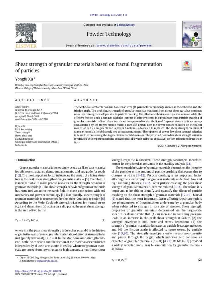00 - 1 Shear Strength of Granular Materials Based On Fractal ...