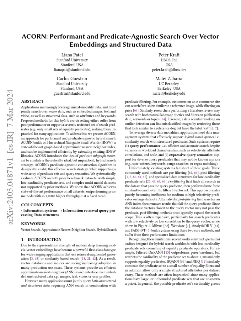 ACORN: Efficient Hybrid Search Method | PDF | Theoretical Computer Science