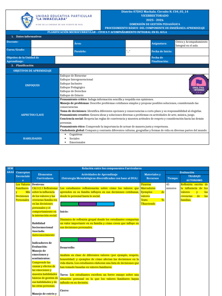 Formato Acompañamiento Civica 2025 Pdf Aprendizaje Las Emociones