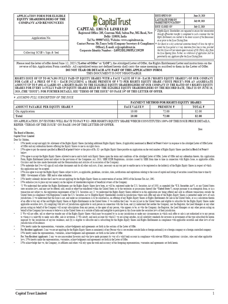 322 Ct1 Application Form | PDF | Securities (Finance) | Equity (Finance)