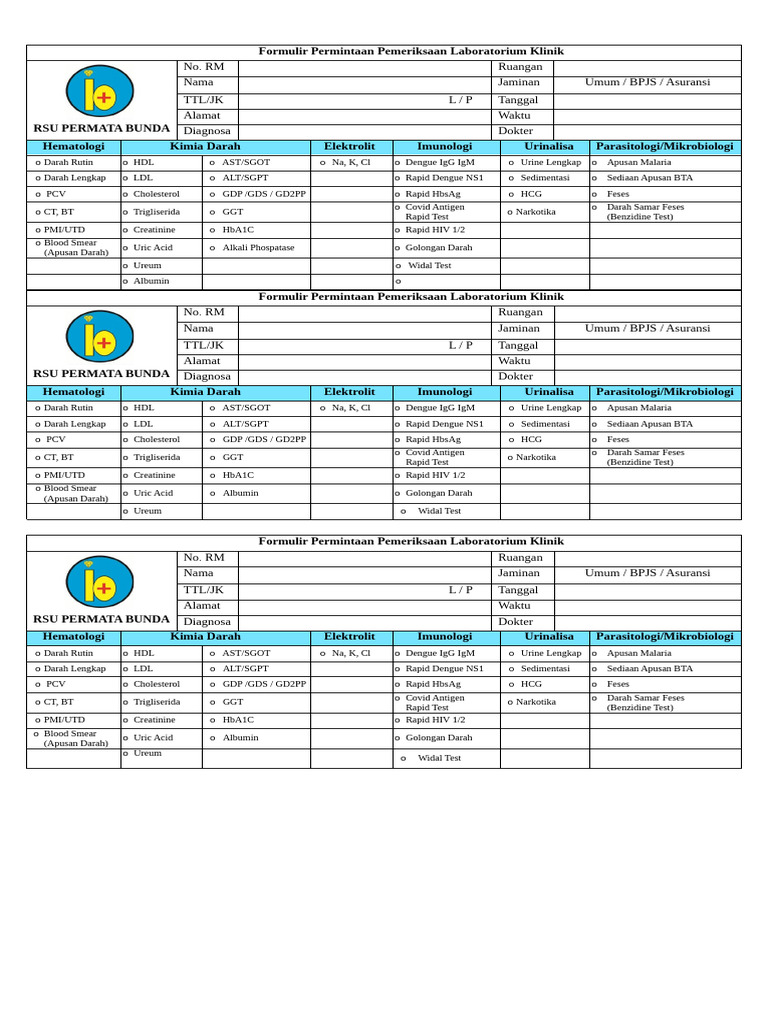 Formulir Permintaan Lab Klinik | PDF