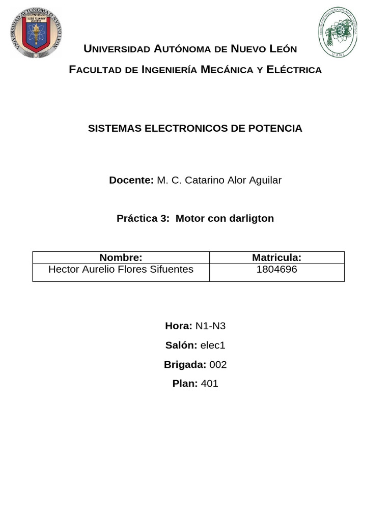 Control de Motor con Transistor Darlington | PDF | Transistor ...