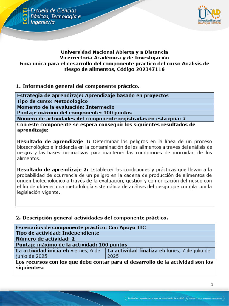 Guía Para El Desarrollo Del Componente Práctico Y Rúbrica De Evaluación