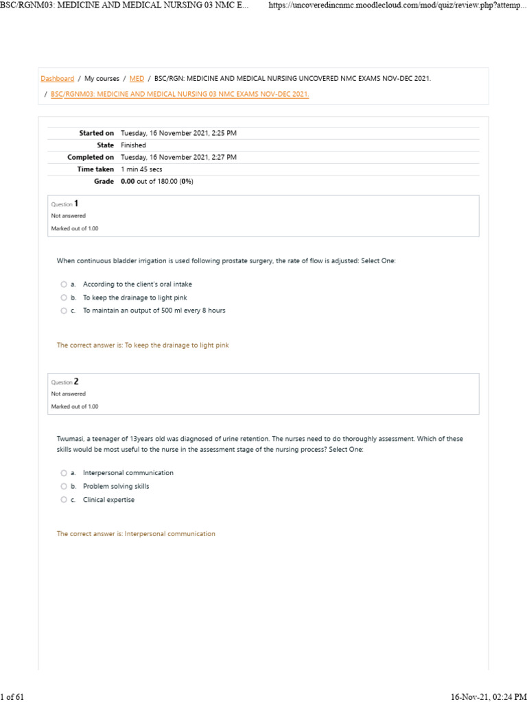 NMC Exam Questions: Medicine & Nursing | PDF | Nursing | Urinary Tract ...