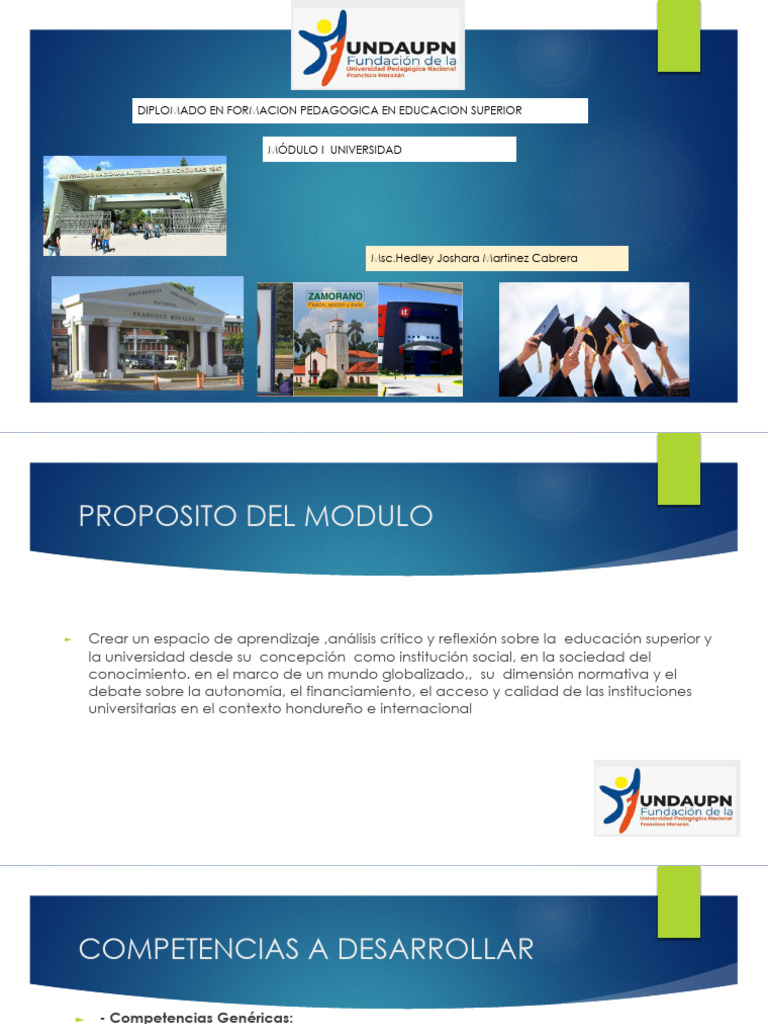 Presentacion Modulo I La Universidad Evolucion Historica | PDF | Universidad | Honduras