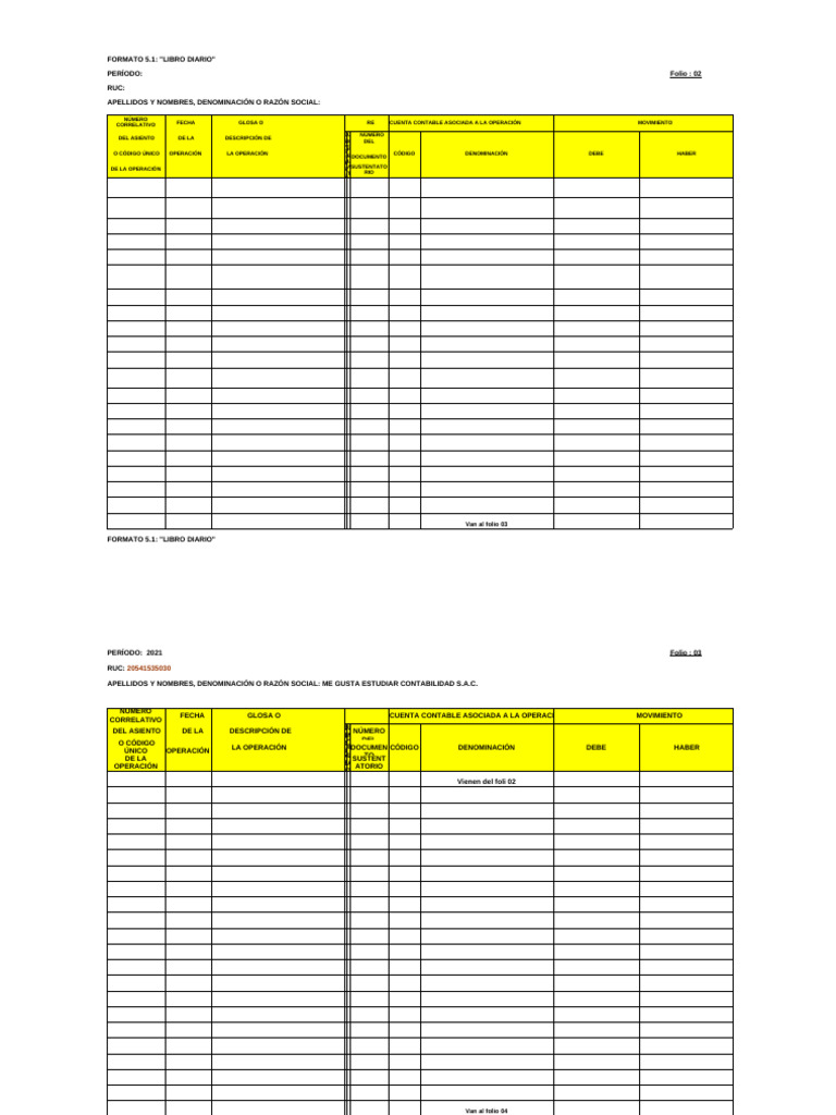 Formato Libro Diario Contable | PDF | Contabilidad | Gobierno corporativo