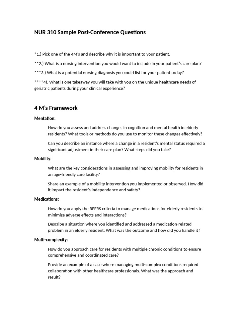 Geriatric Nursing Care Conference Questions | PDF | Geriatrics | End Of ...